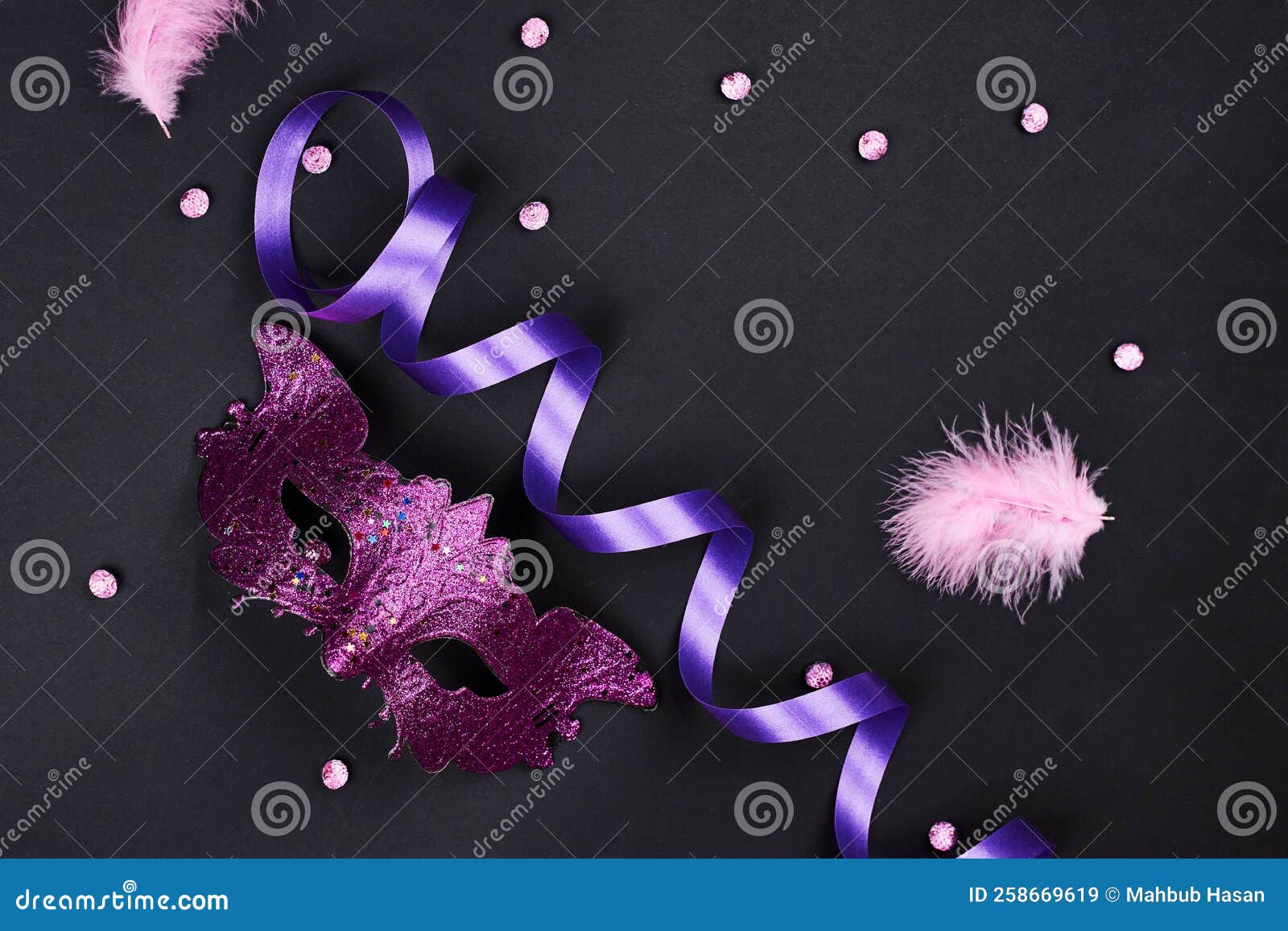 Party Mask with Purple Ribbon Stock Image - Image of festival, party ...