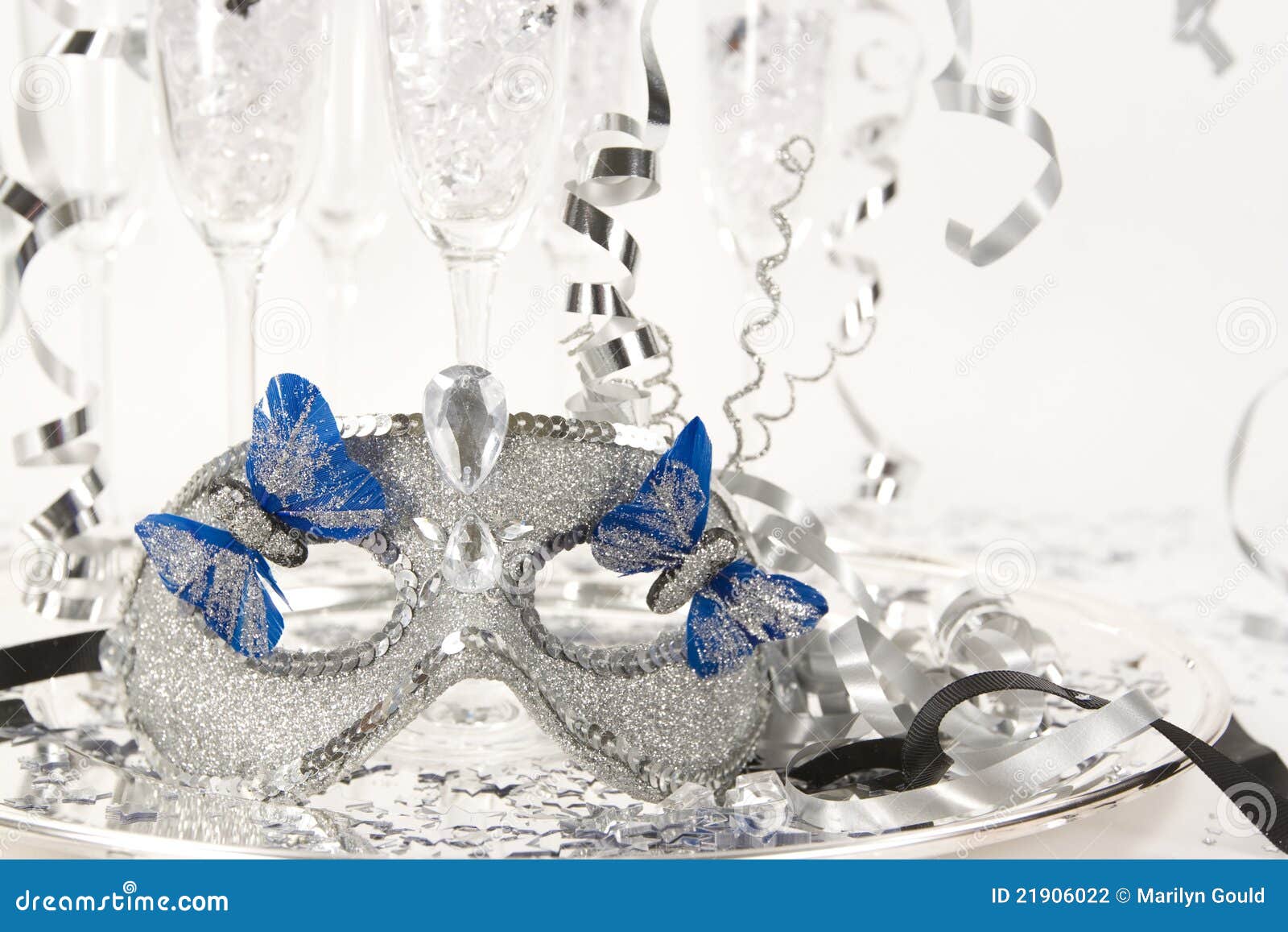 Party Mask on Silver Tray stock photo. Image of silver - 21906022