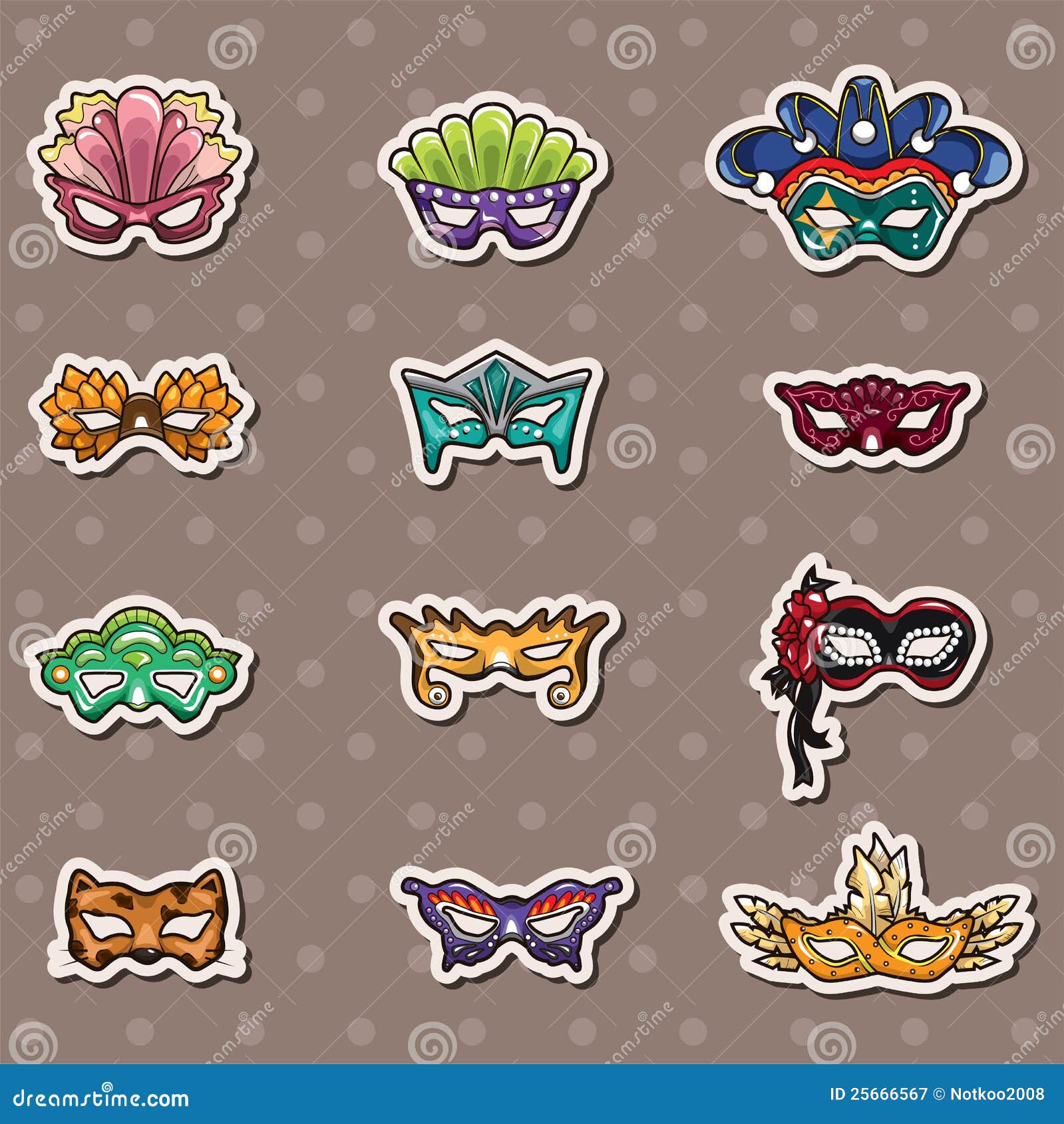 Party mask stickers stock vector. Illustration of flower - 25666567