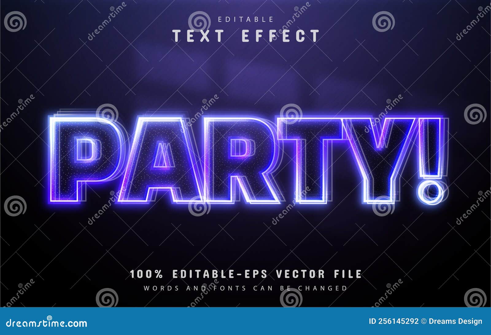 Party neon text effect stock vector. Illustration of vector - 256145292