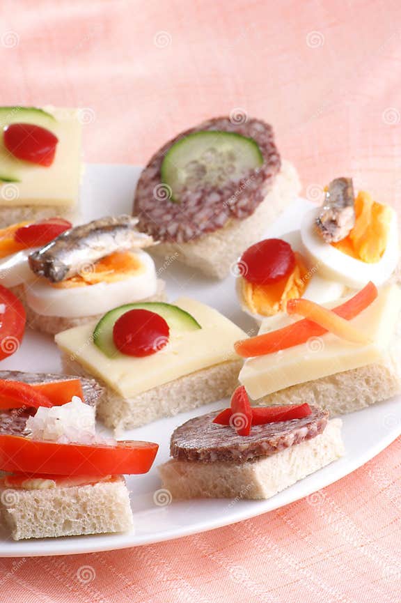 Party Nibbles on a White Plate Stock Image - Image of tomato, ready ...