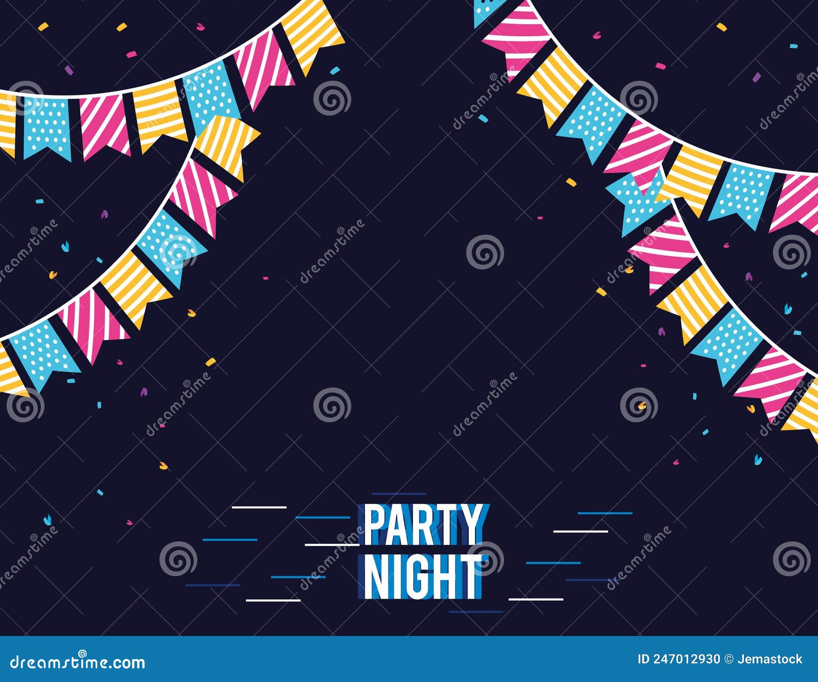 Party Night Banner with Garlands Stock Vector - Illustration of night ...