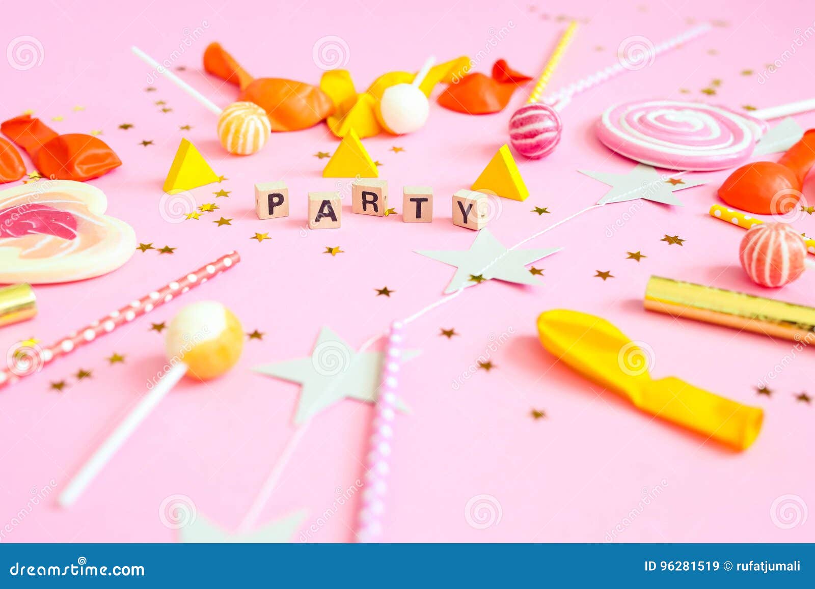 Party objects stock image. Image of food, festive, word - 96281519
