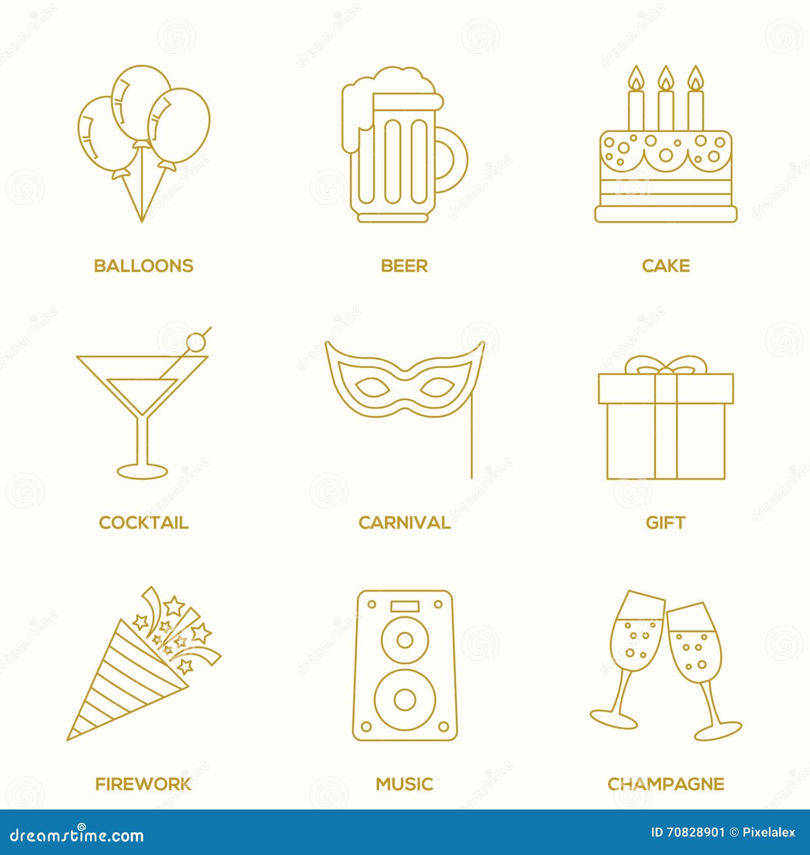 Party outline icons stock vector. Illustration of wine - 70828901