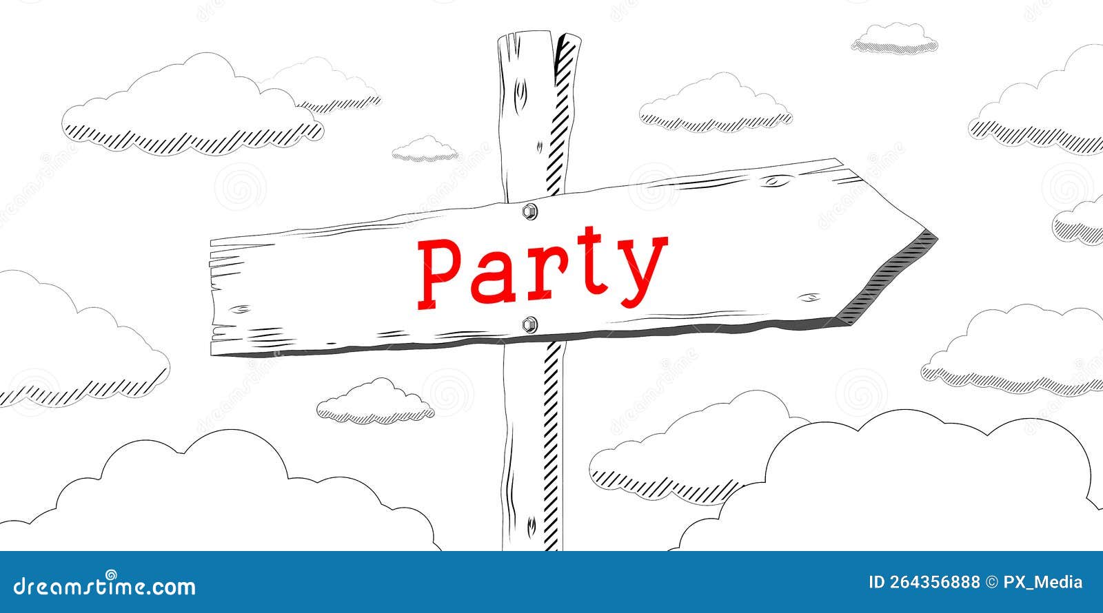 Party - Outline Signpost with One Arrow Stock Illustration ...