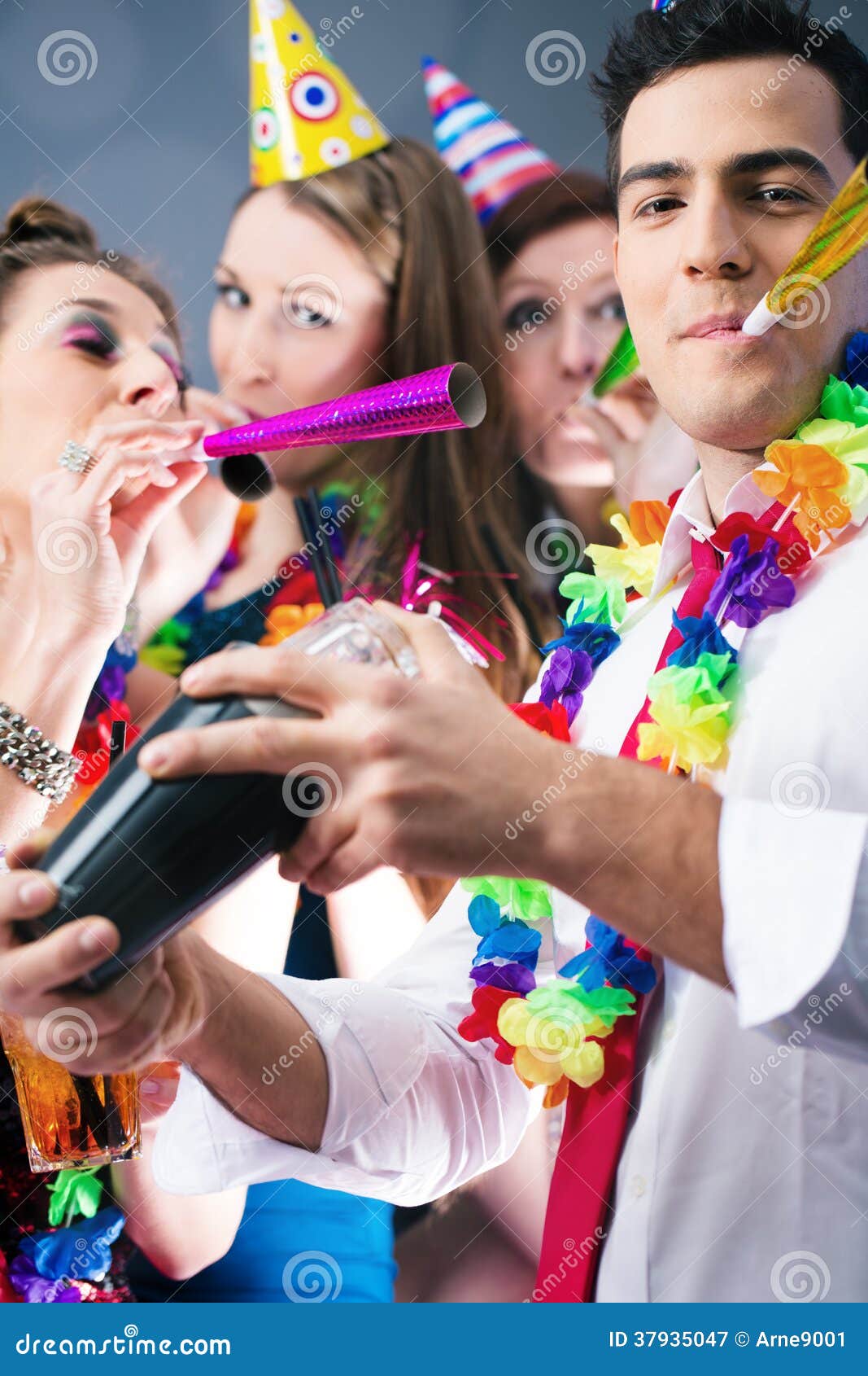 Party People in Bar Celebrating Carnival Stock Image - Image of ...