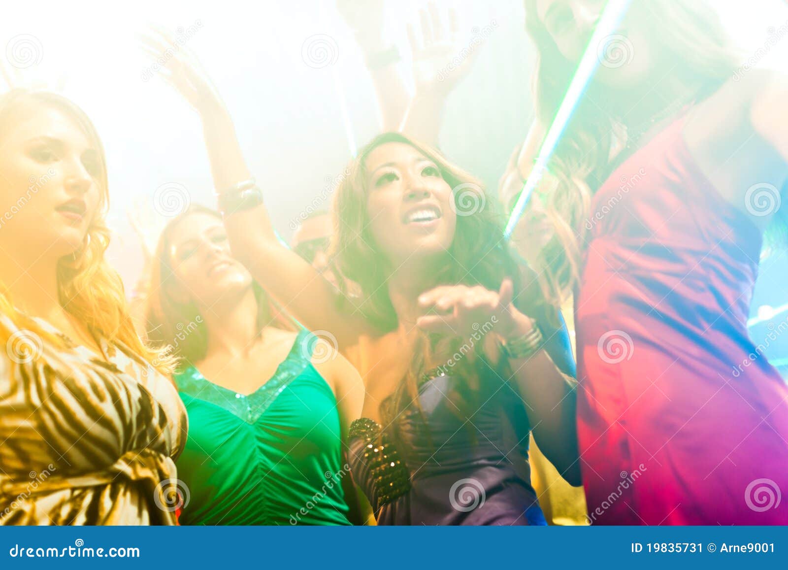 Party People Dancing in Disco or Club Stock Image - Image of group ...