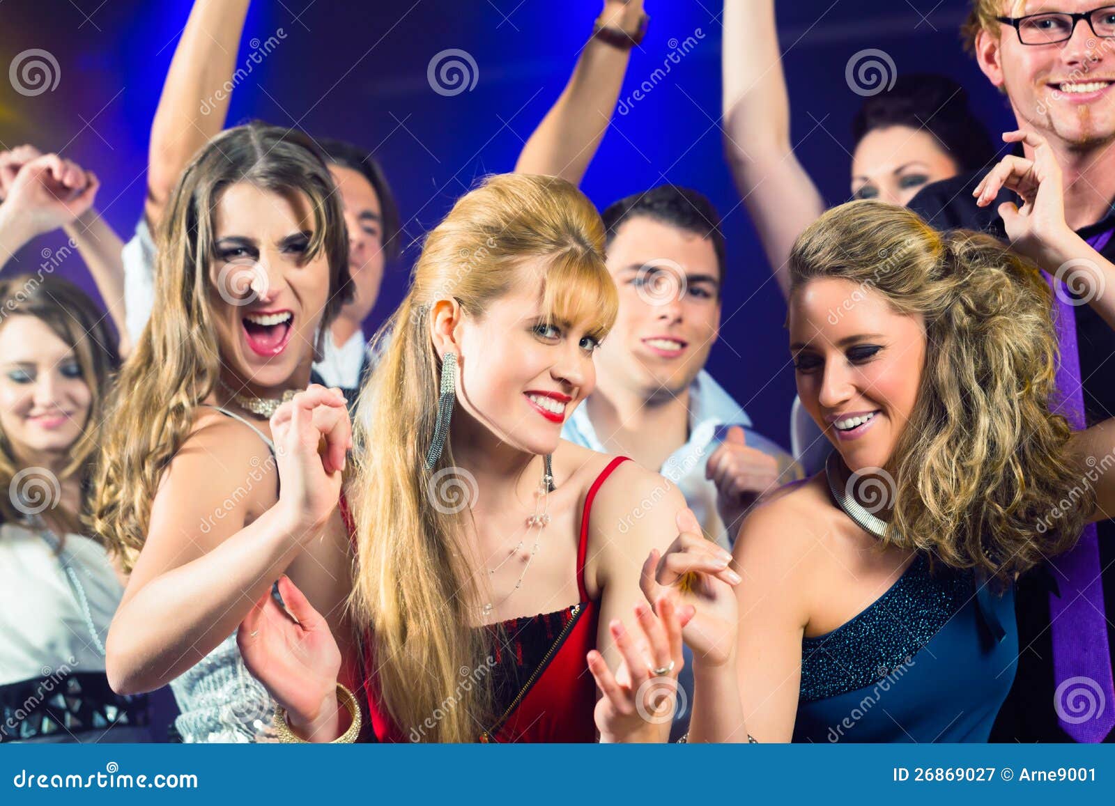 Party People Dancing in Disco Club Stock Image - Image of girls, dress ...