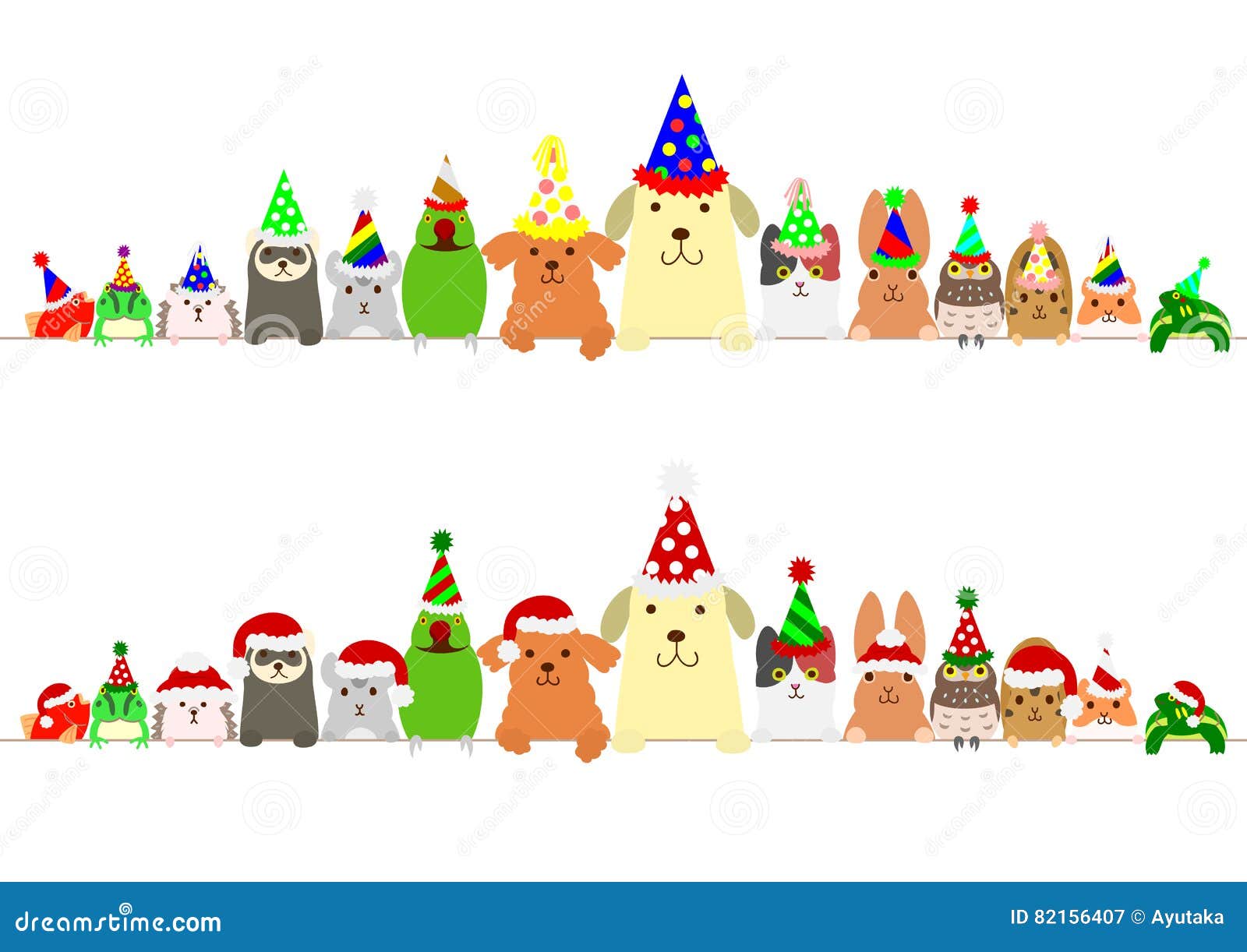 Party pets border set stock vector. Illustration of christmas - 82156407