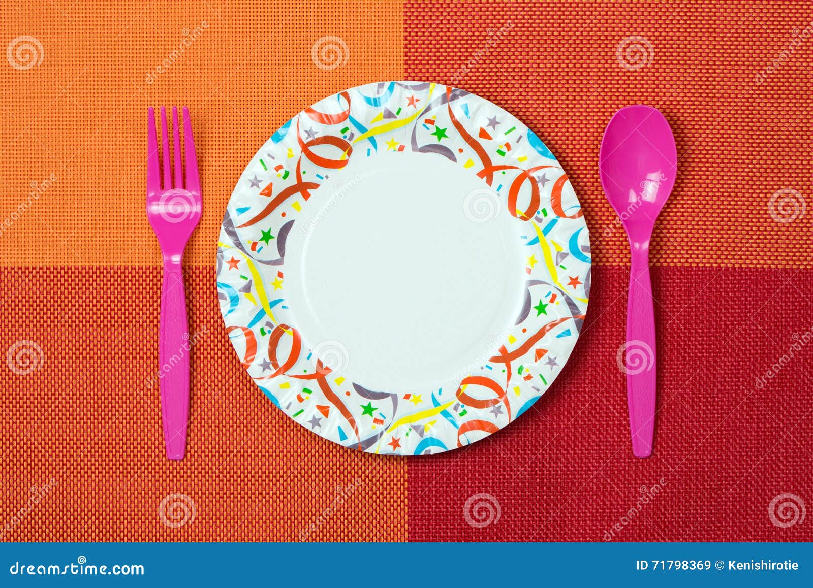 Party Plate with Spoon and Fork Stock Image - Image of table, tableware ...