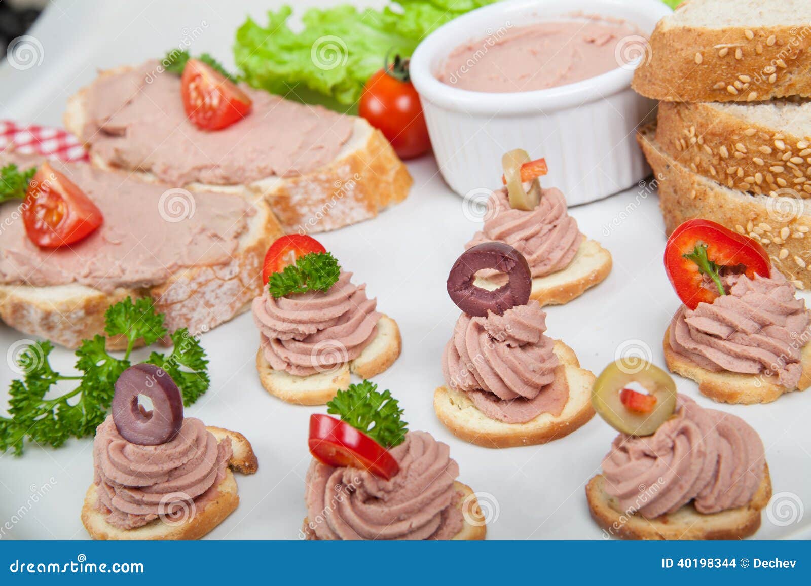 Party Platter with Slices of Bread with Home Made Pate, Decorated with ...