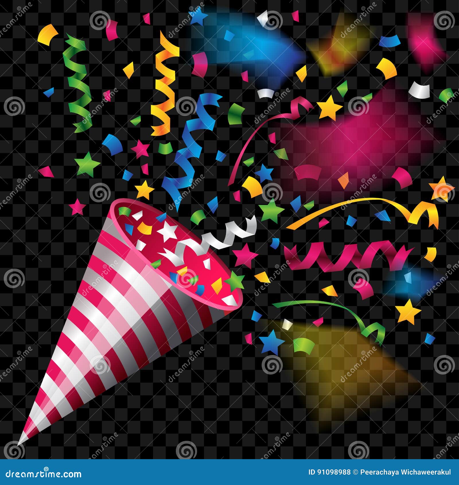 Party Popper for Celebration on Transparent Background Stock Vector ...
