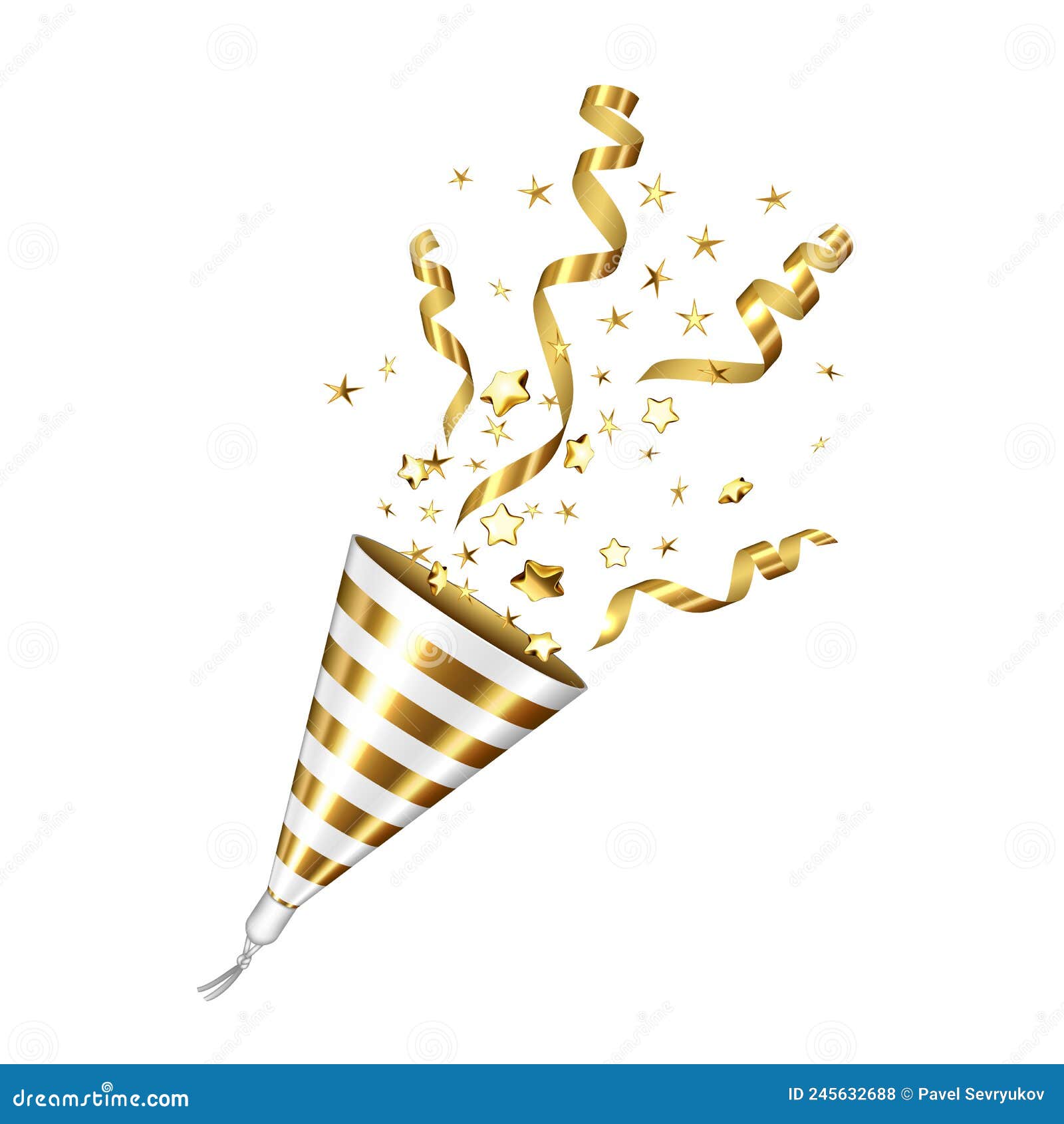 Party Popper Explosion with Foil Ribbon Vector Stock Illustration ...
