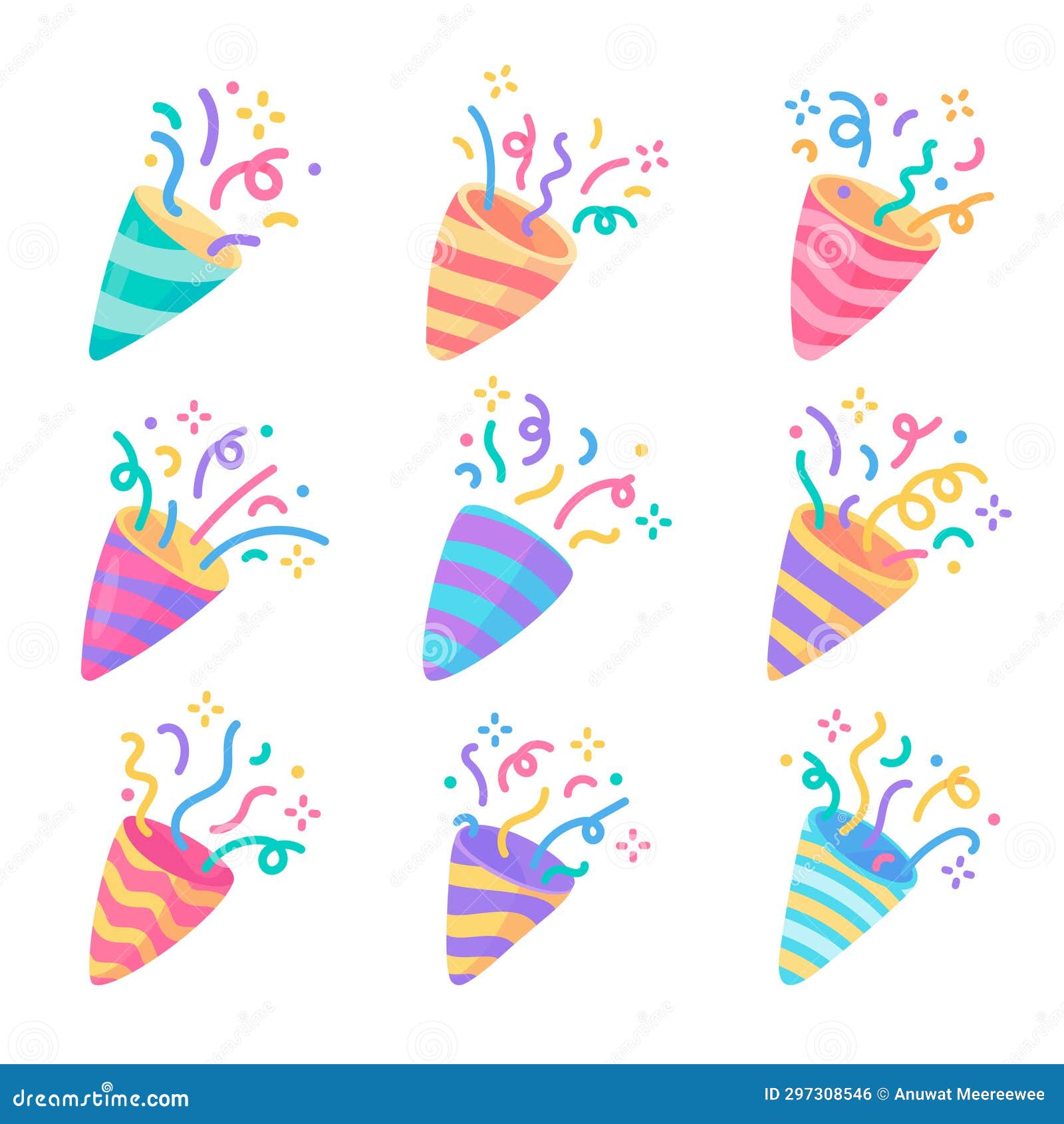 Party Poppers Explode Confetti at Birthday Party Events Stock ...