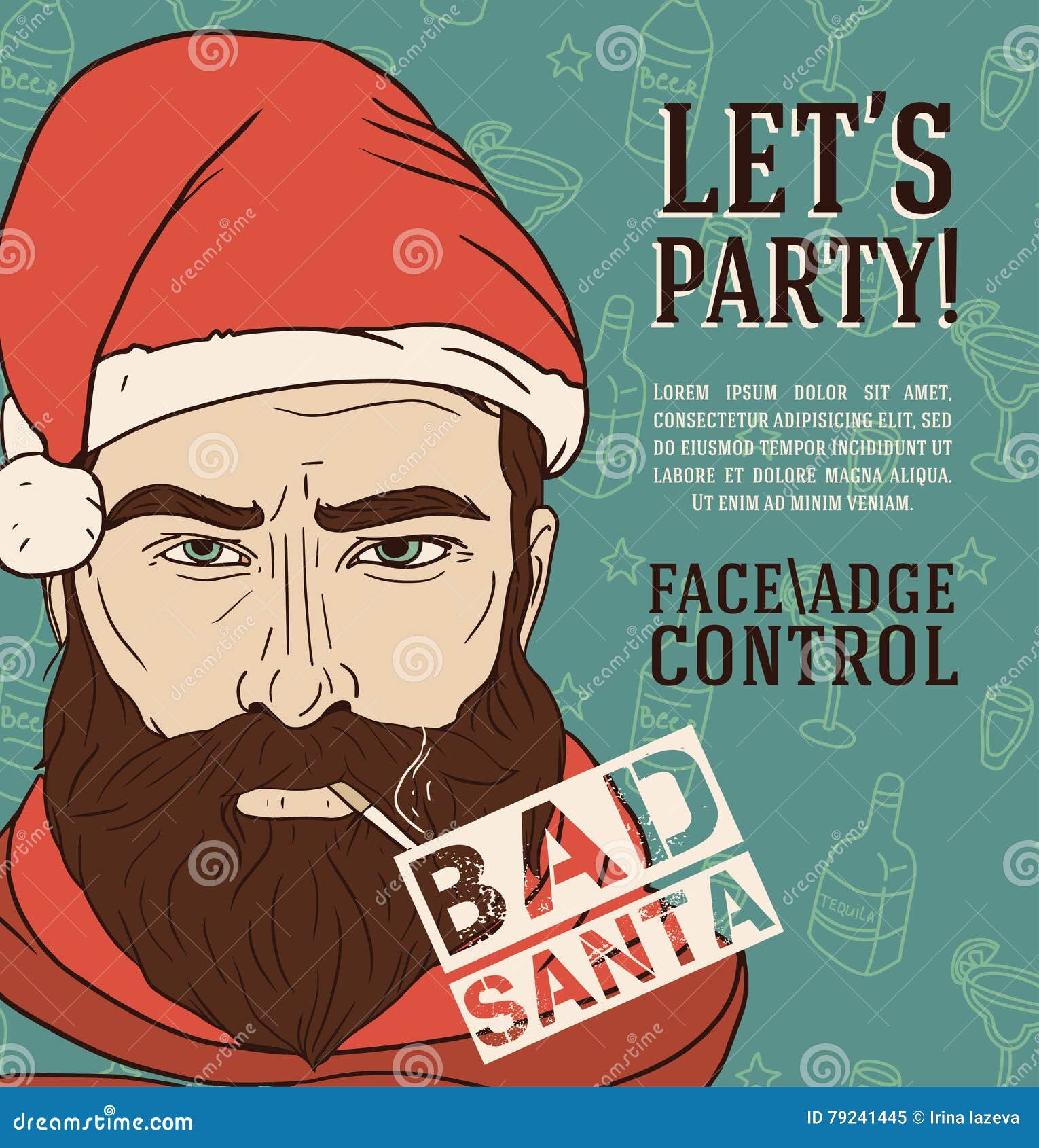 Party Poster with Bad Santa Stock Vector - Illustration of imposing ...