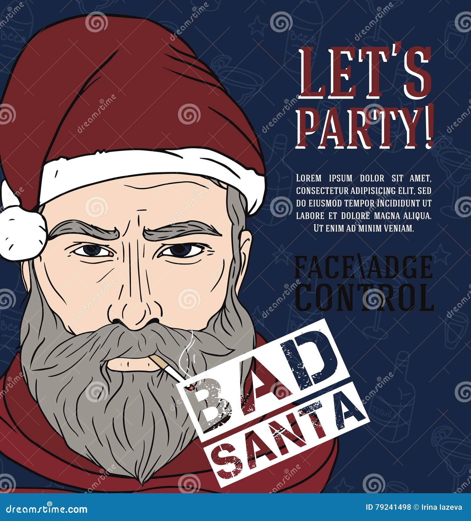 Party Poster with Bad Santa Stock Vector - Illustration of crazy, decor ...