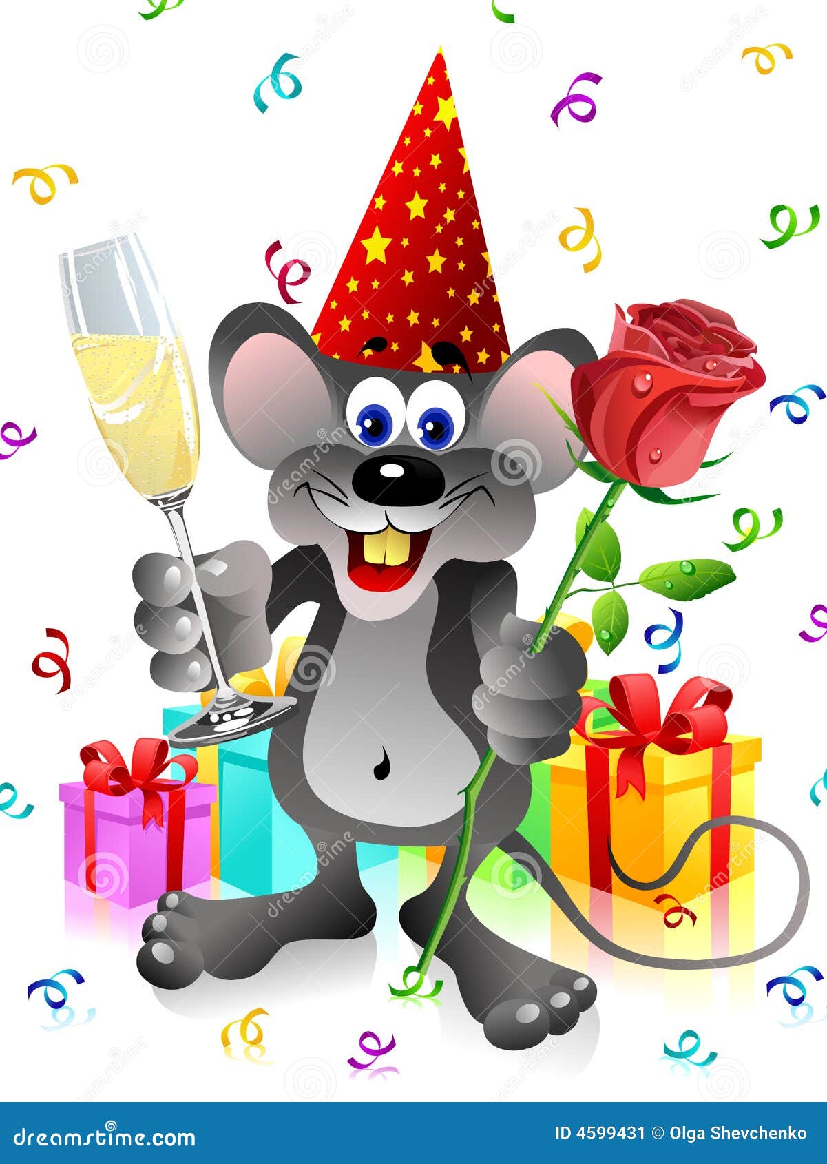 Party Rat with Rose and Champa Stock Vector - Illustration of light ...
