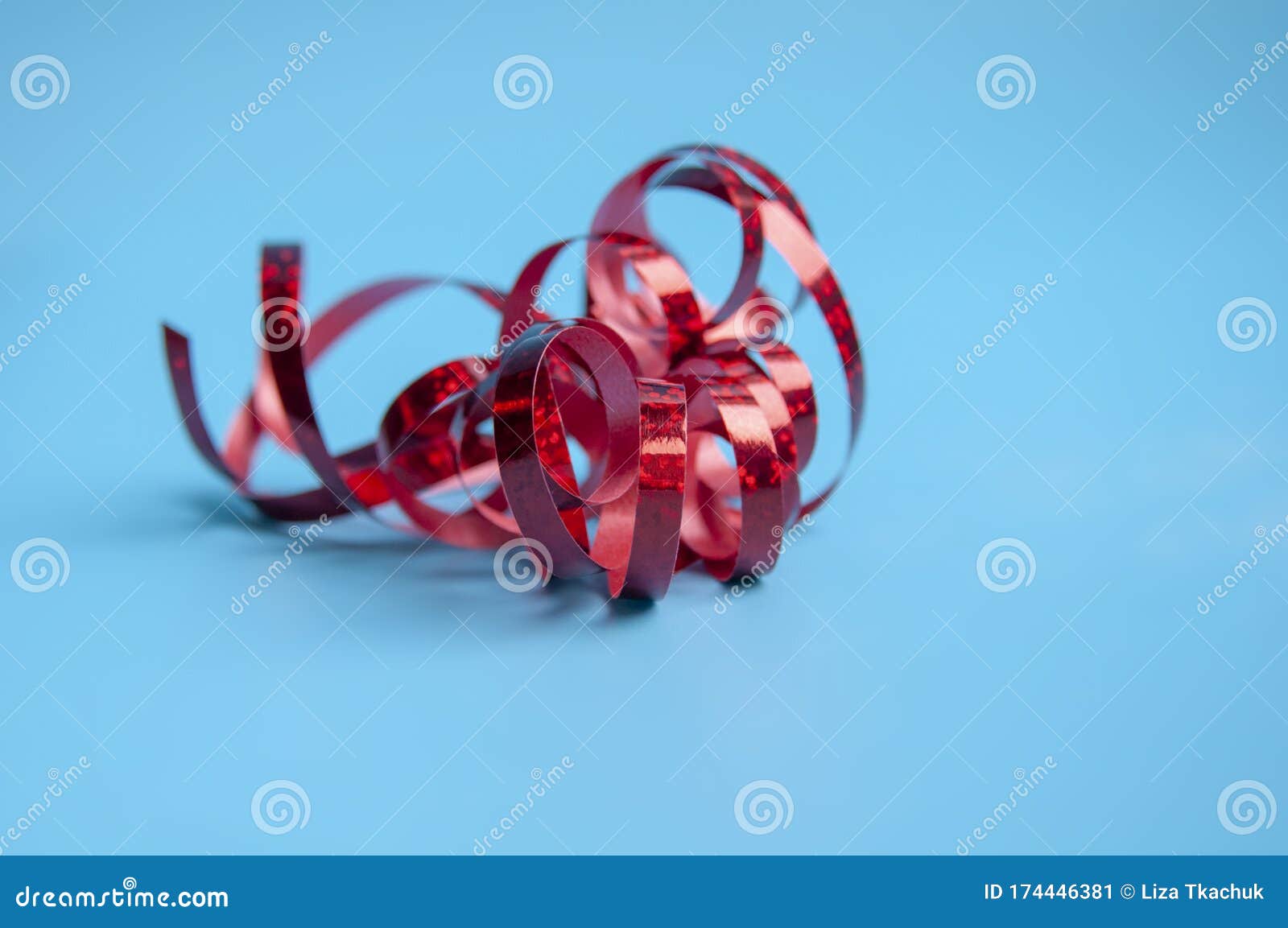 Party Ribbon Confetti on Blue Stock Image - Image of ornament, color ...