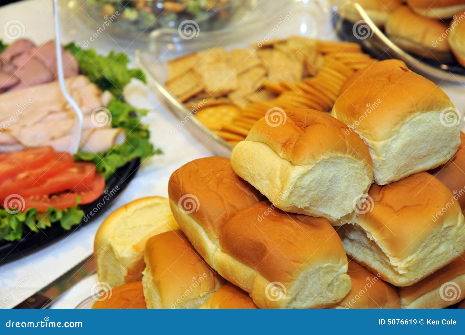 Party Rolls and Meat Platters Stock Image - Image of meat, cookout: 5076619