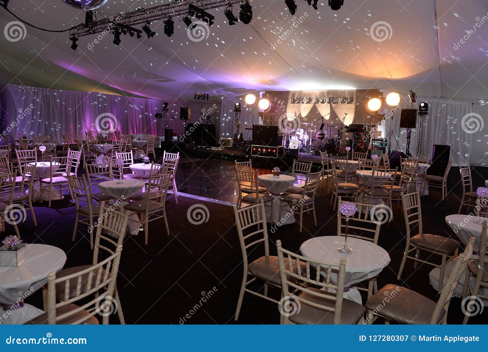 Party room setup stock image. Image of elegant, chairs - 127280307
