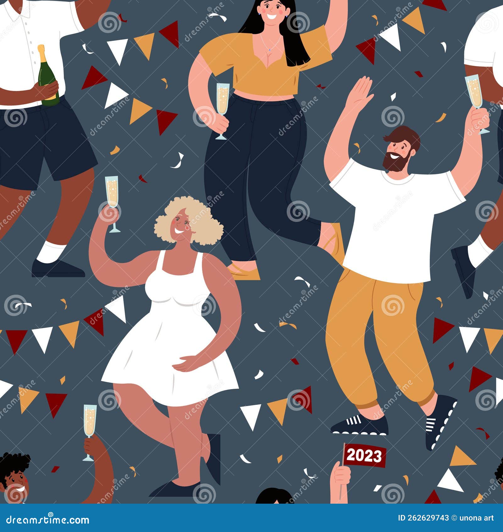 Party Seamless Pattern. Diverse People Have Fun Stock Vector ...