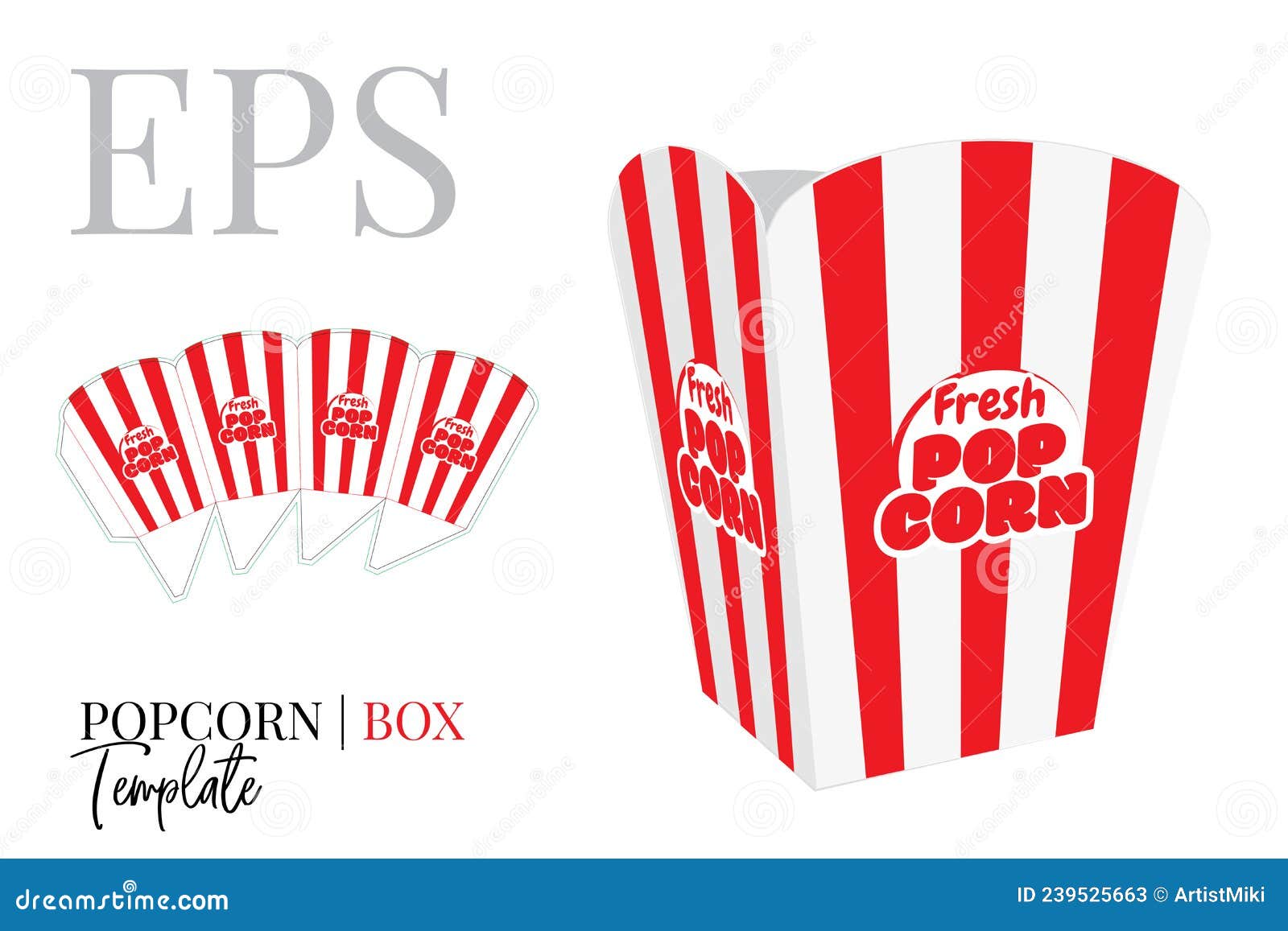 Popcorn Die Cut Template, Packaging Die Cut Template, 3d Box, Keyline ...