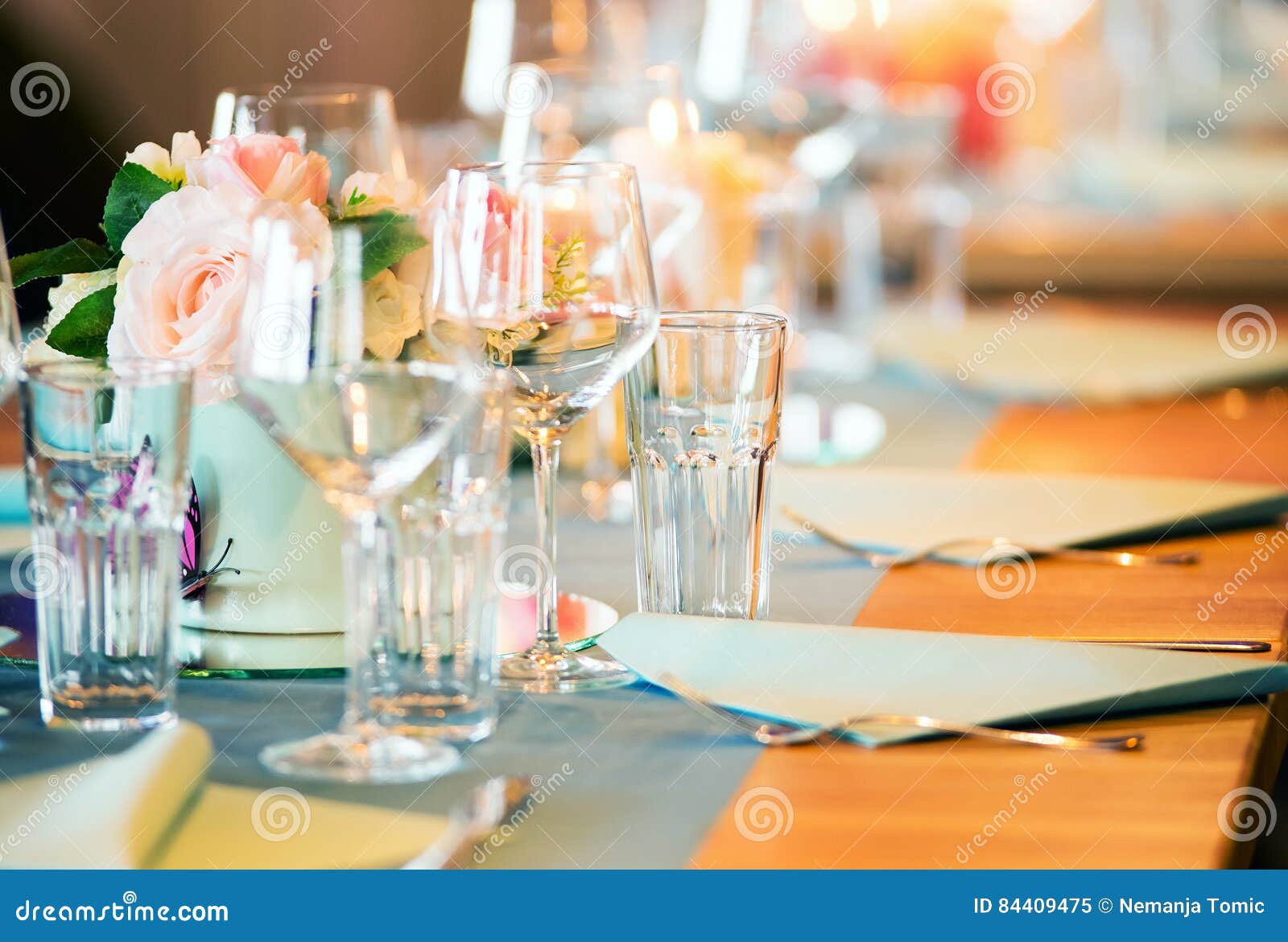 Party Set Restaurant stock image. Image of crystal, glass - 84409475