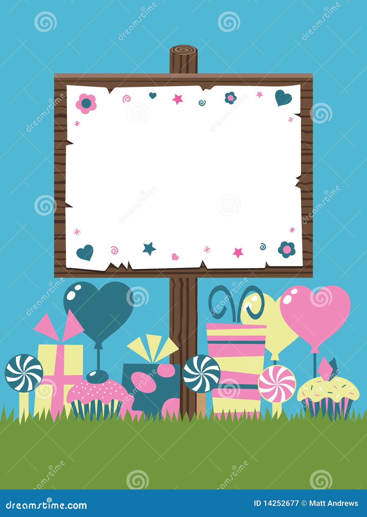 Party sign post stock vector. Illustration of cake, gift - 14252677