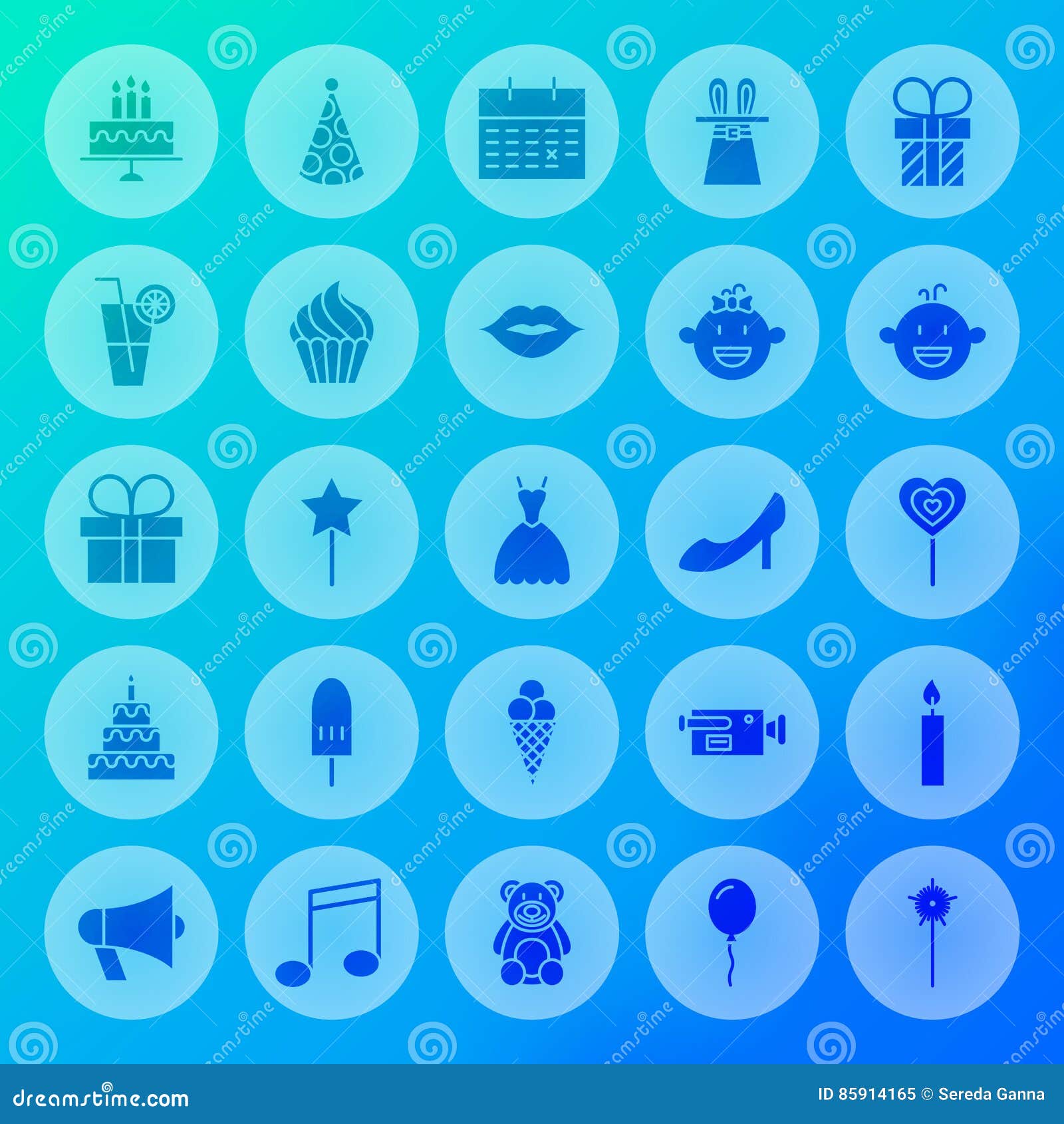 Party Solid Circle Icons stock vector. Illustration of kiss - 85914165