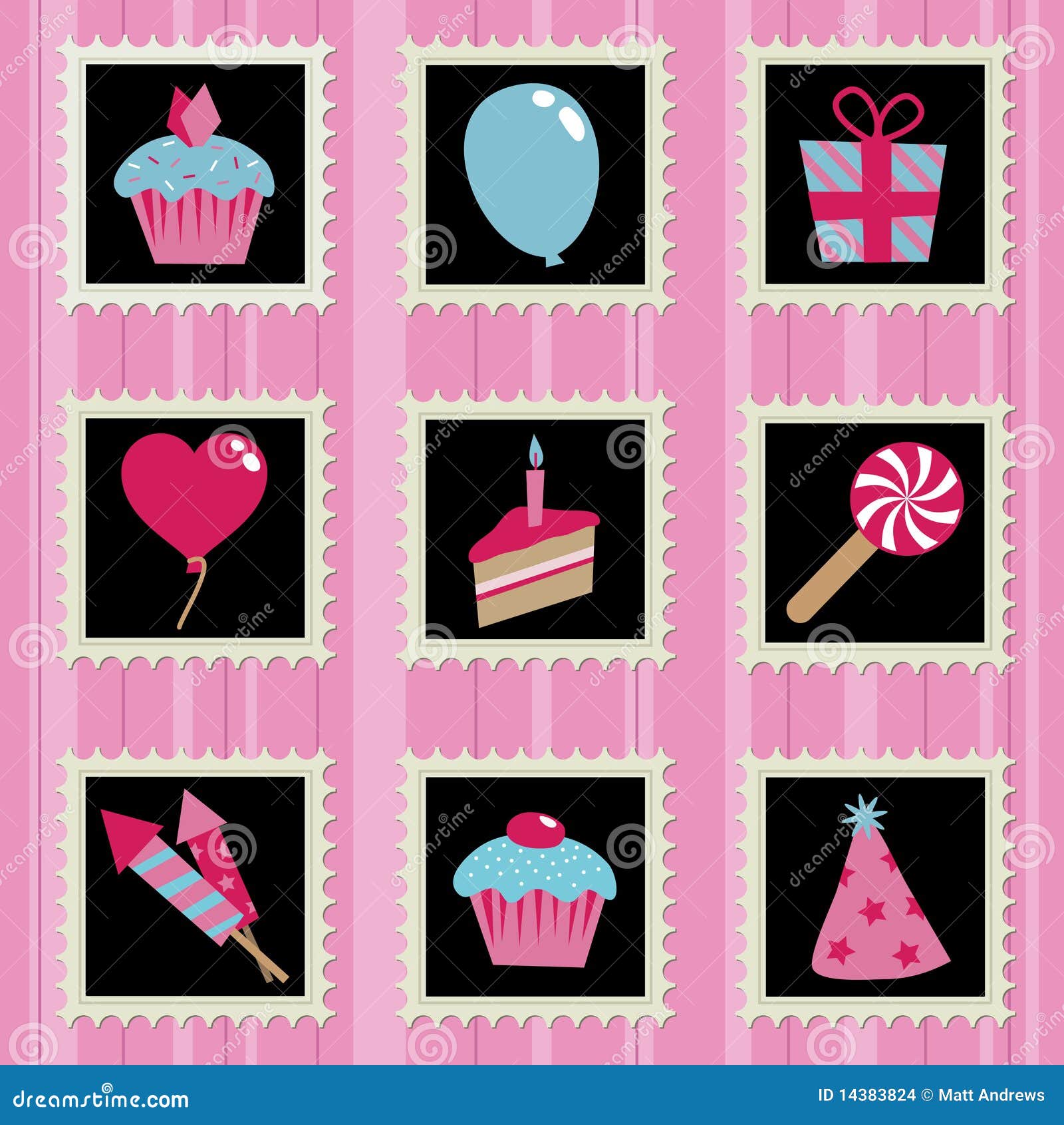 Party stamps stock vector. Illustration of postage, design - 14383824