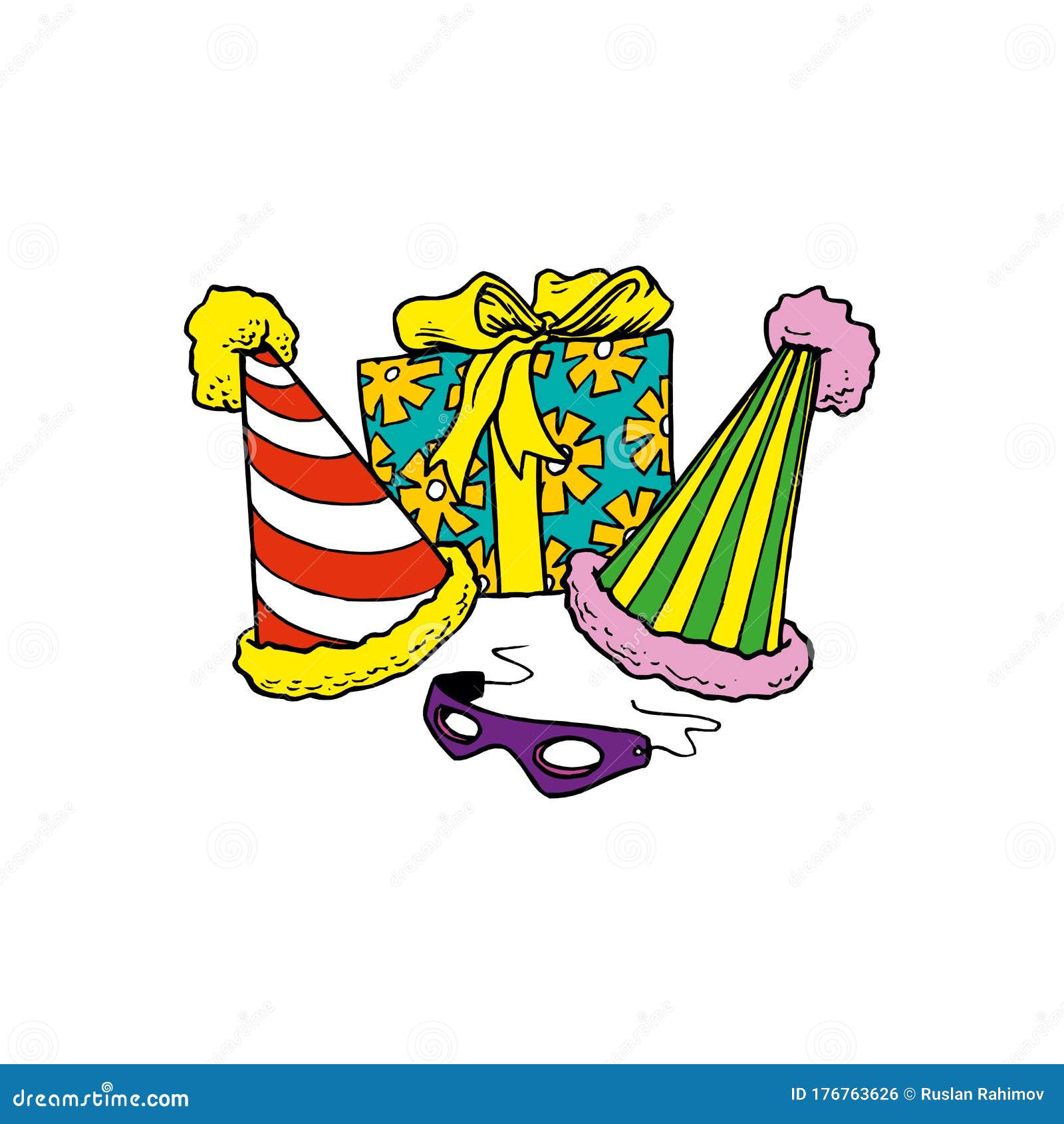 Party Stuff Vector Illustrations Isolated on a White Background in ...