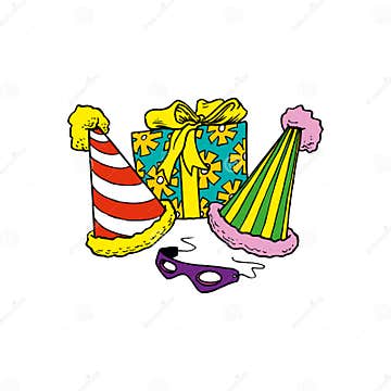 Party Stuff Vector Illustrations Isolated on a White Background in ...