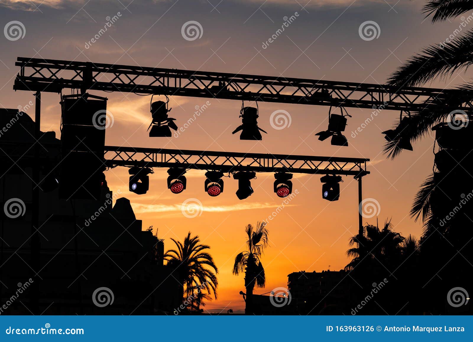 Sunset Concert with Silhouettes Stock Photo - Image of scenery, holiday ...