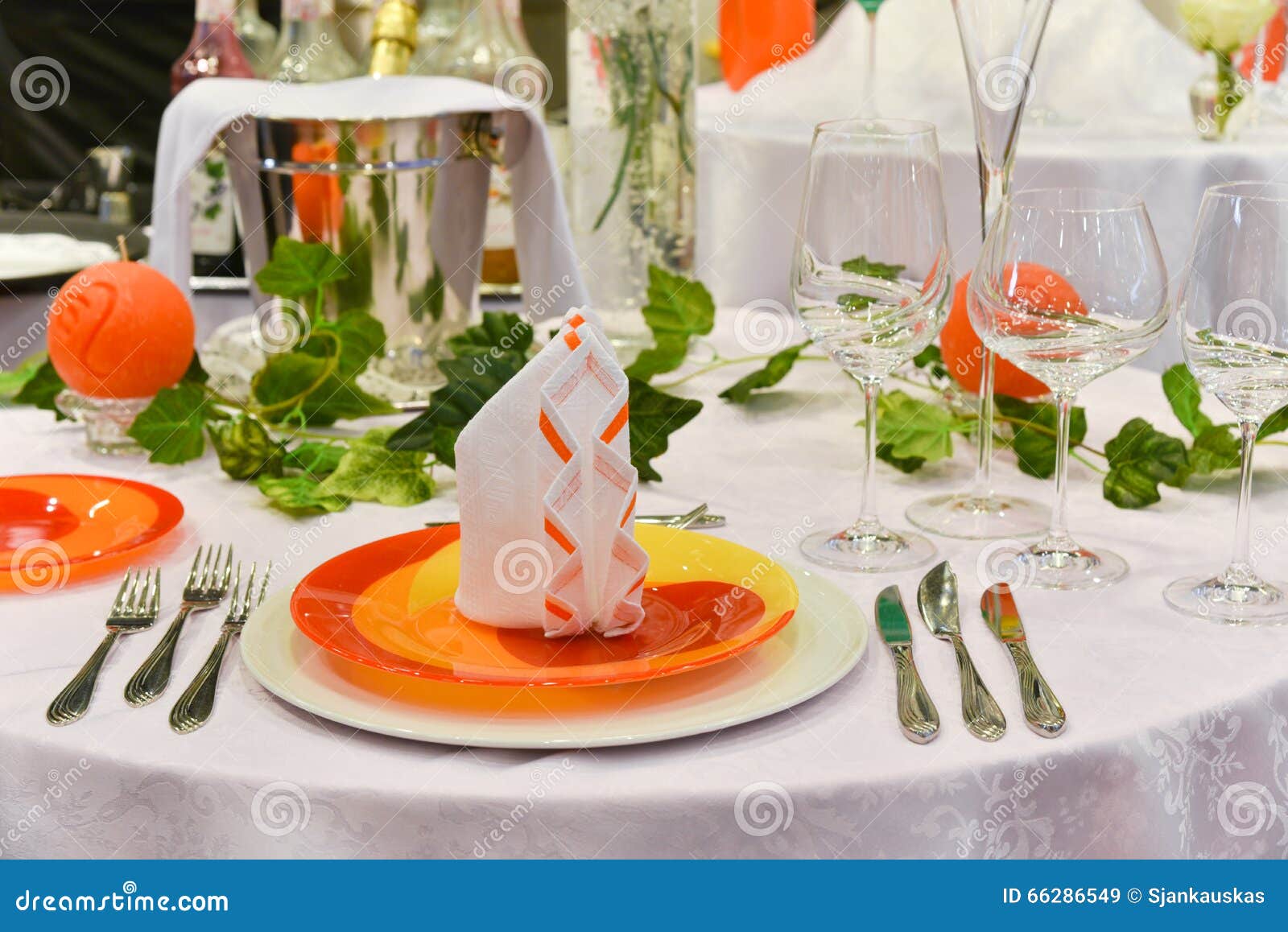 Party table setting stock image. Image of arrangement - 66286549