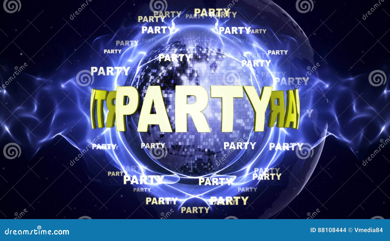 PARTY Text Around Disco Ball, Background, Computer Graphics, Stock ...