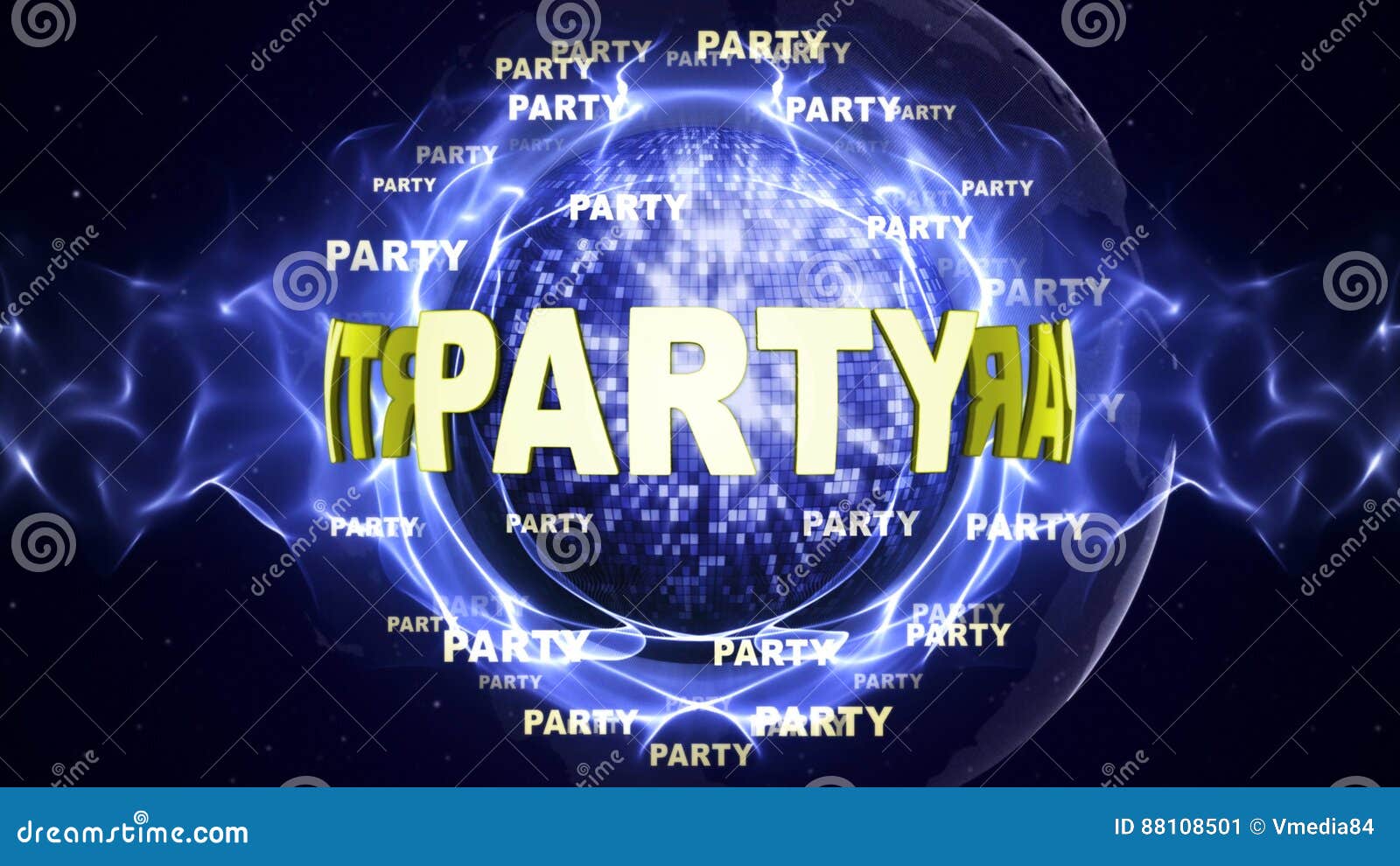 PARTY Text Around Disco Ball, Background, Computer Graphics, Stock ...