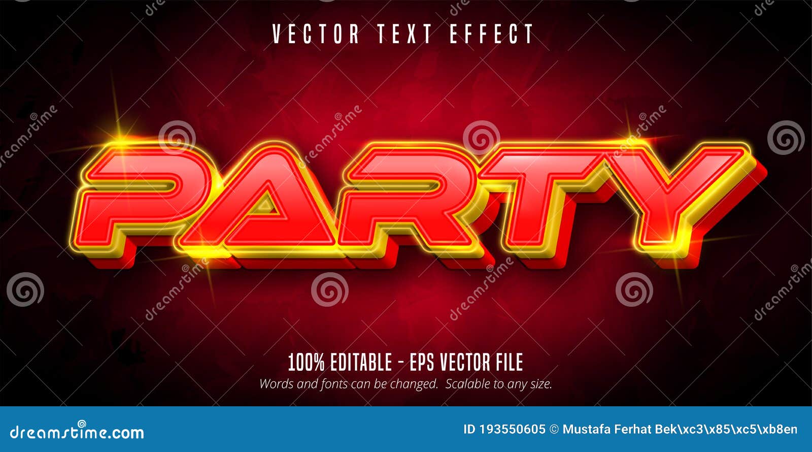 Party Text, Neon Style Editable Text Effect Stock Vector - Illustration ...