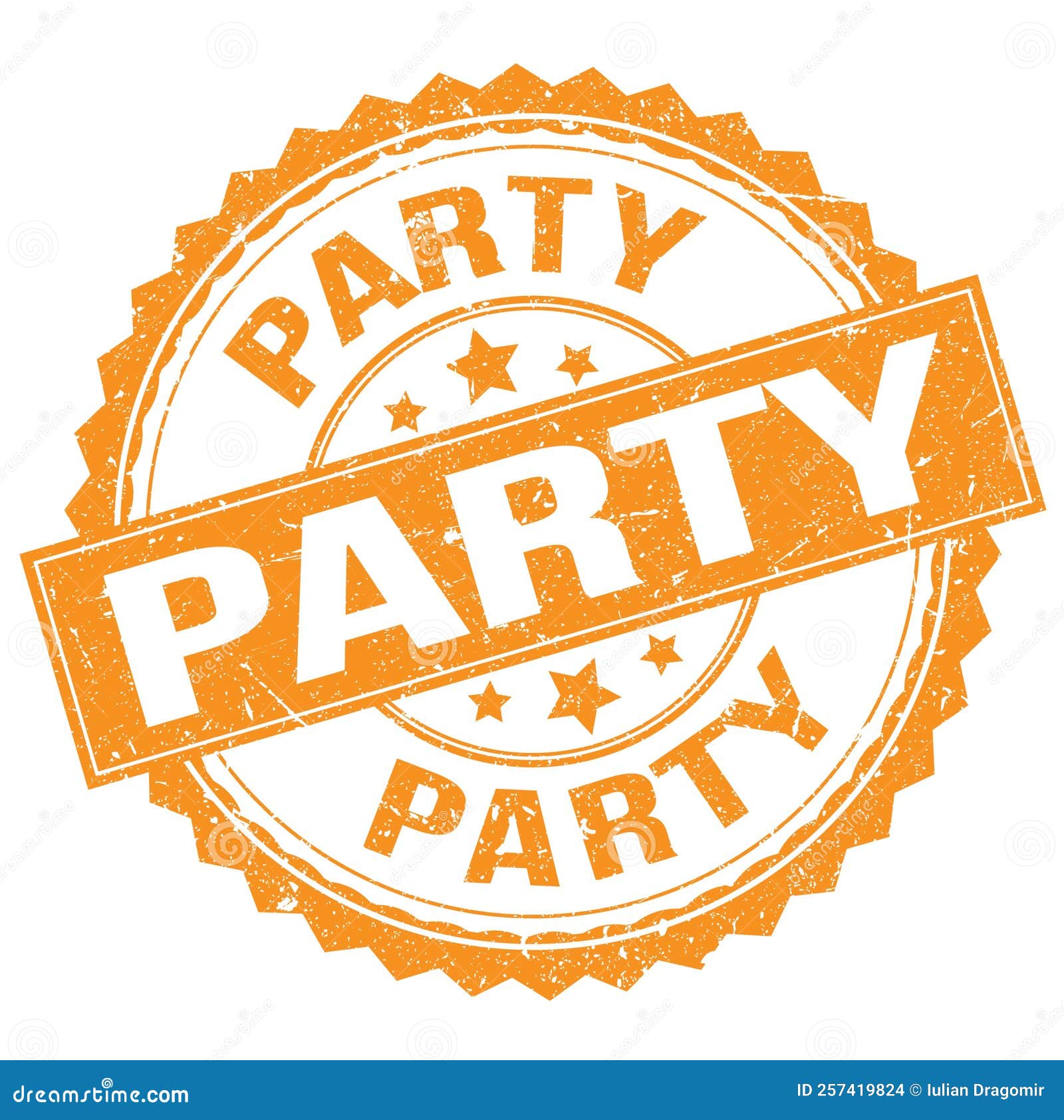 PARTY Text on Orange Round Stamp Sign Stock Illustration - Illustration ...