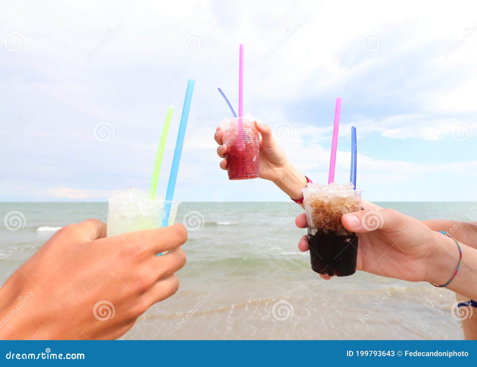 Party with three people stock image. Image of beach - 199793643