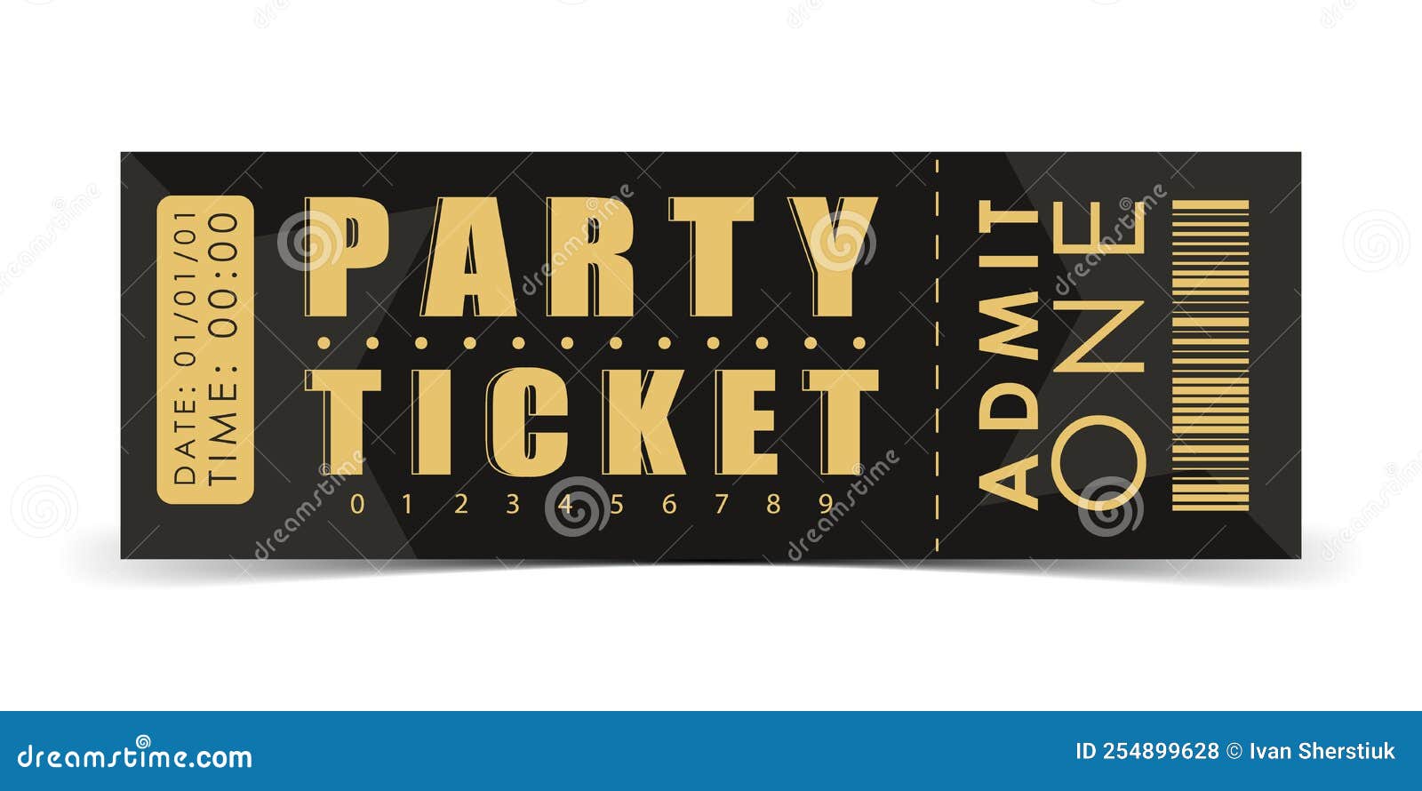 Party Ticket Template. Modern Elegant Ticket Card Illustration Template ...