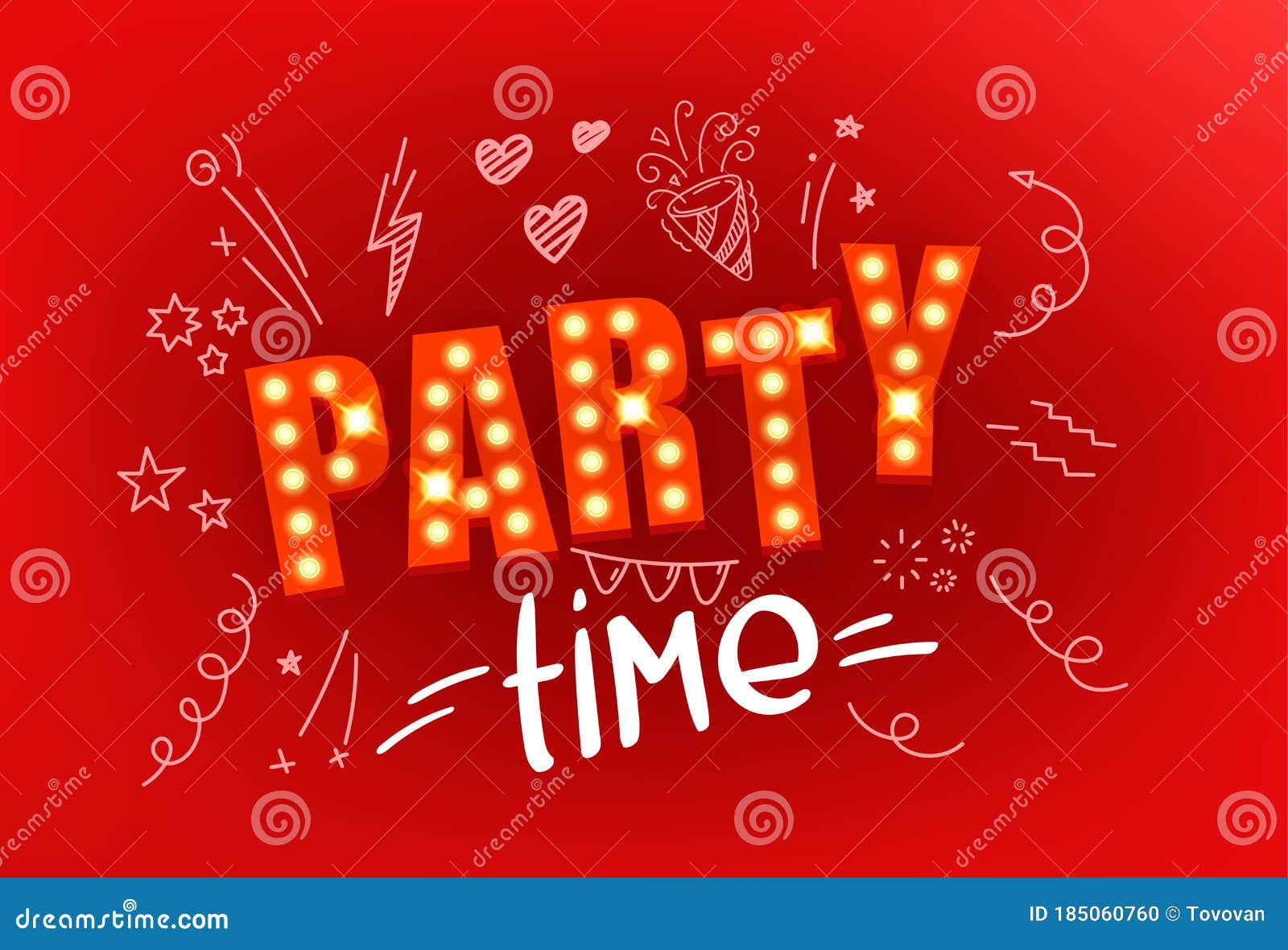 Party Time Banner Design Template Stock Vector - Illustration of glow ...