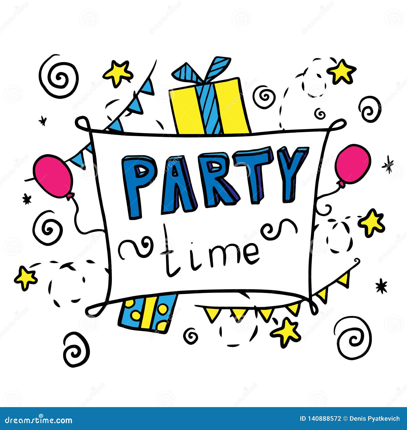 Party time doodle stock vector. Illustration of intricate - 140888572