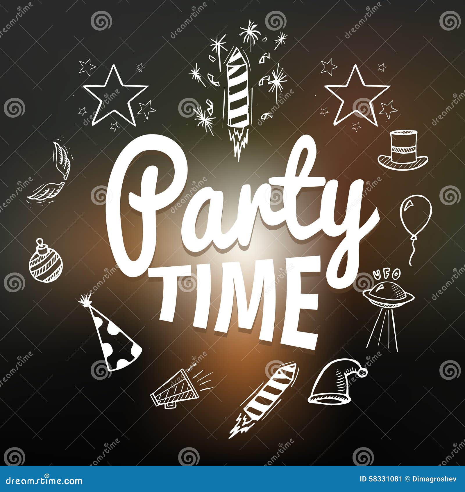 Party Time with Hand Drawn Elements, Vector Illustration Stock Vector ...