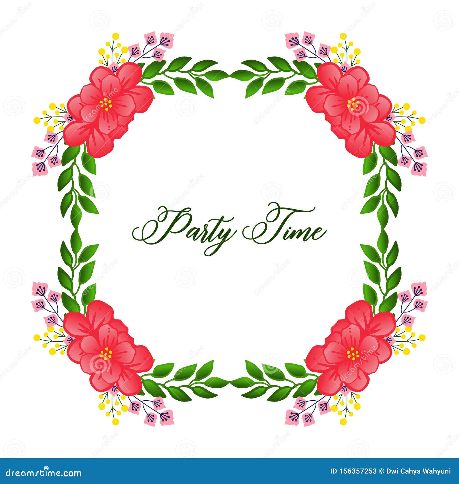 Party Time Poster Concept, with Beautiful Wallpaper Flower Frame ...