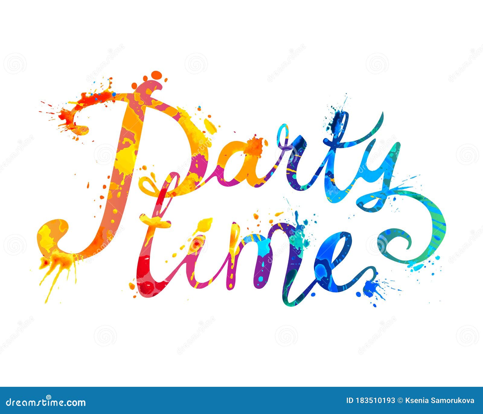 Party Time. Words of Calligraphic Letters Stock Vector - Illustration ...