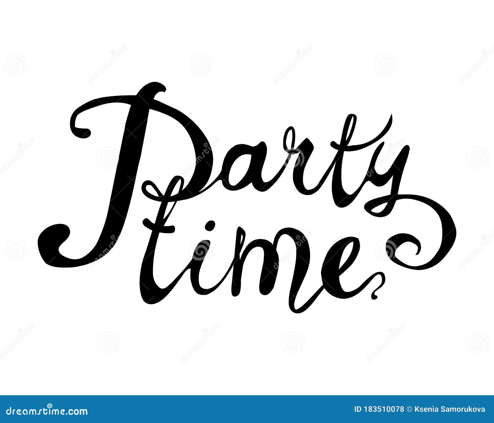 Party Time. Words of Calligraphic Letters Stock Vector - Illustration ...
