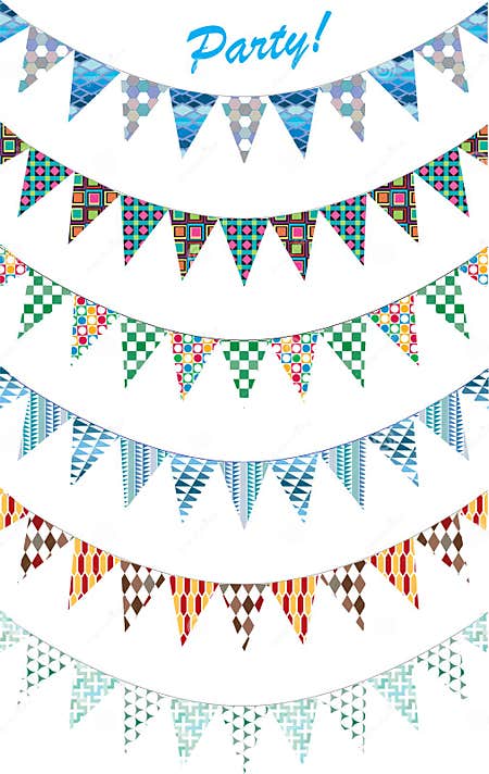 6 Party Triangle Celebration Flags Pattern Stock Vector - Illustration ...