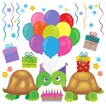 Party Turtles Theme Image 1 Stock Vector - Illustration of party ...