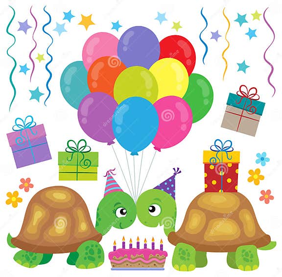 Party Turtles Theme Image 1 Stock Vector - Illustration of party ...