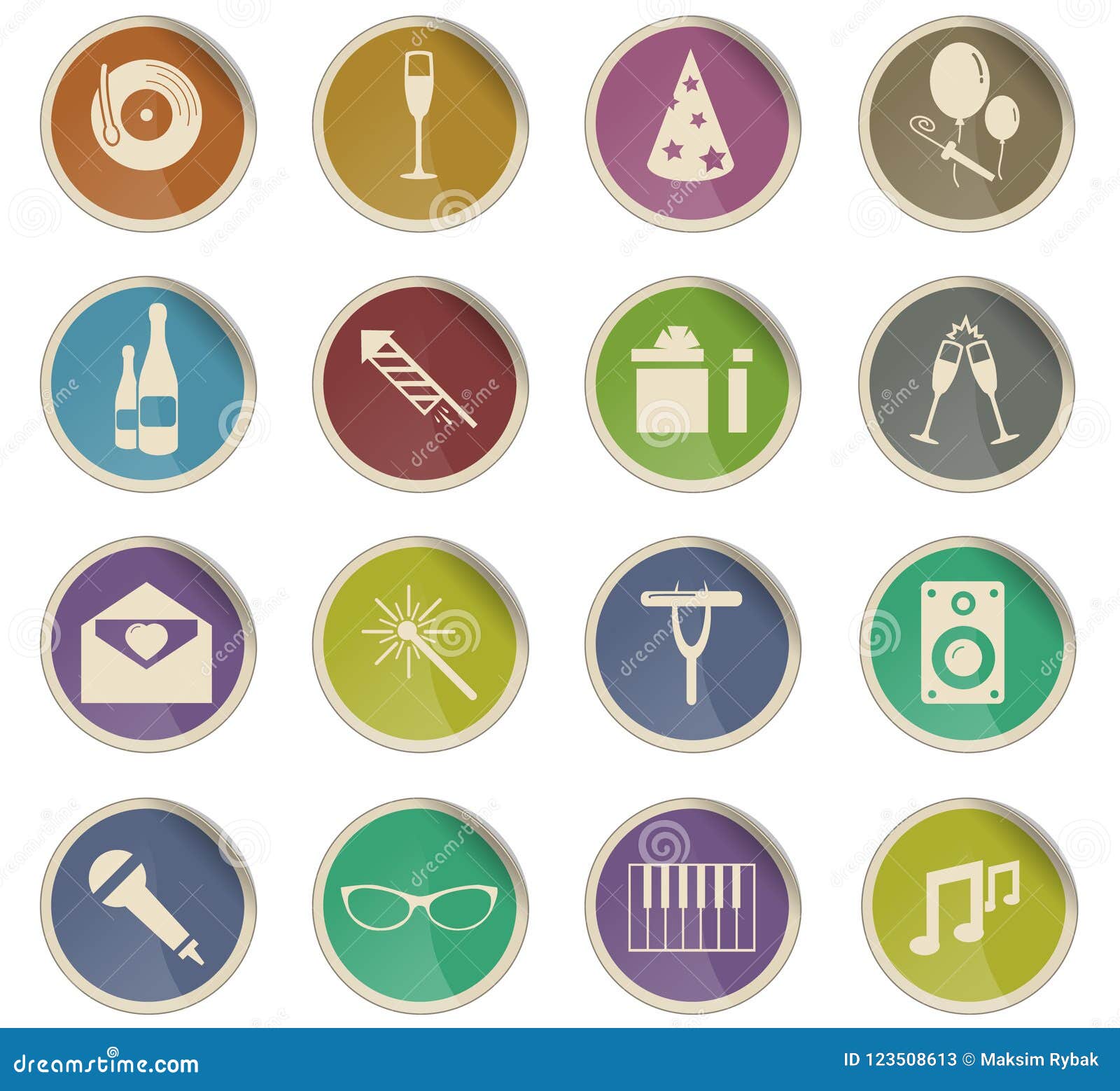 Party icon set stock vector. Illustration of sunglasses - 123508613